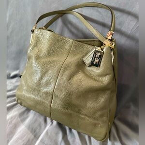 Coach | Bags | Coach Leather Shoulder Bag Green Olive Army Pebbled Soft ...